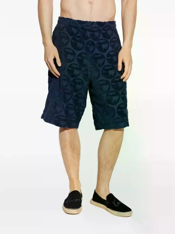 Kenzo Apple Pop Monogram-pattern Cotton Shorts - Blue