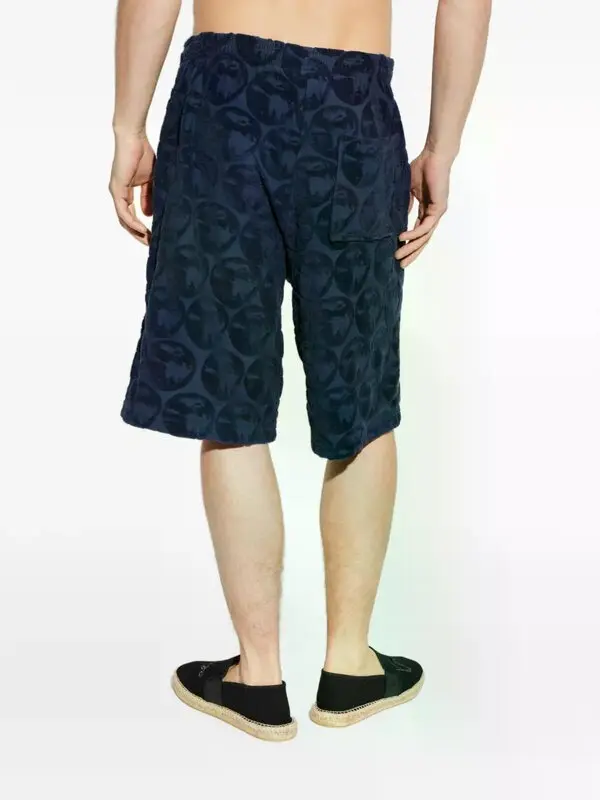 Kenzo Apple Pop Monogram-pattern Cotton Shorts - Blue