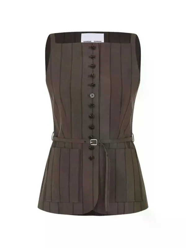 Samsøe Samsøe Sahelly Pinstripe Belted Top