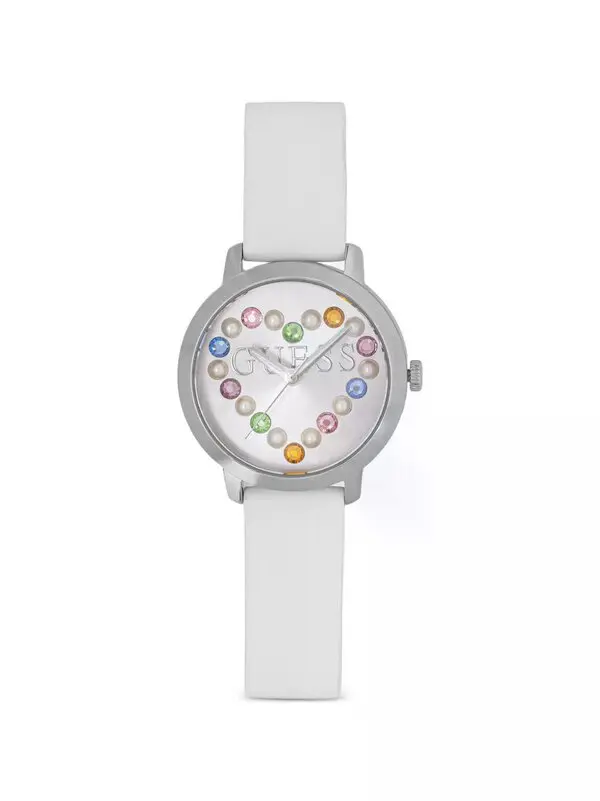Guess Silicone Analogue Watch 36 Mm - Silver