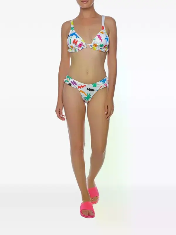 Moschino Graphic-print Ruffled Bikini Bottoms