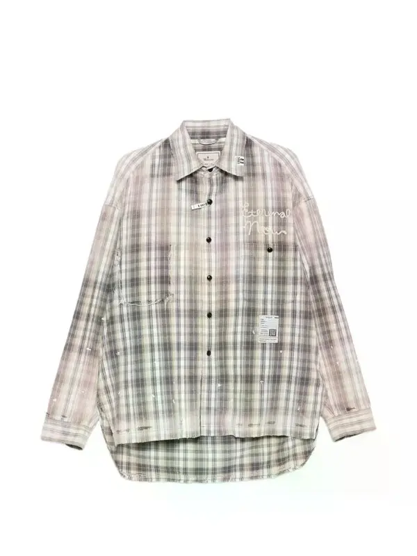 Mihara Yasuhiro Distressed-effect Checked-pattern Shirt