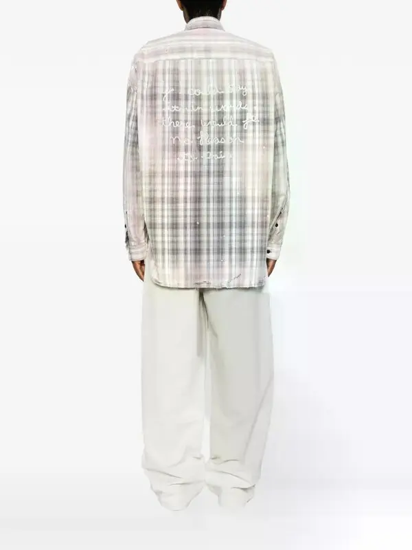 Mihara Yasuhiro Distressed-effect Checked-pattern Shirt