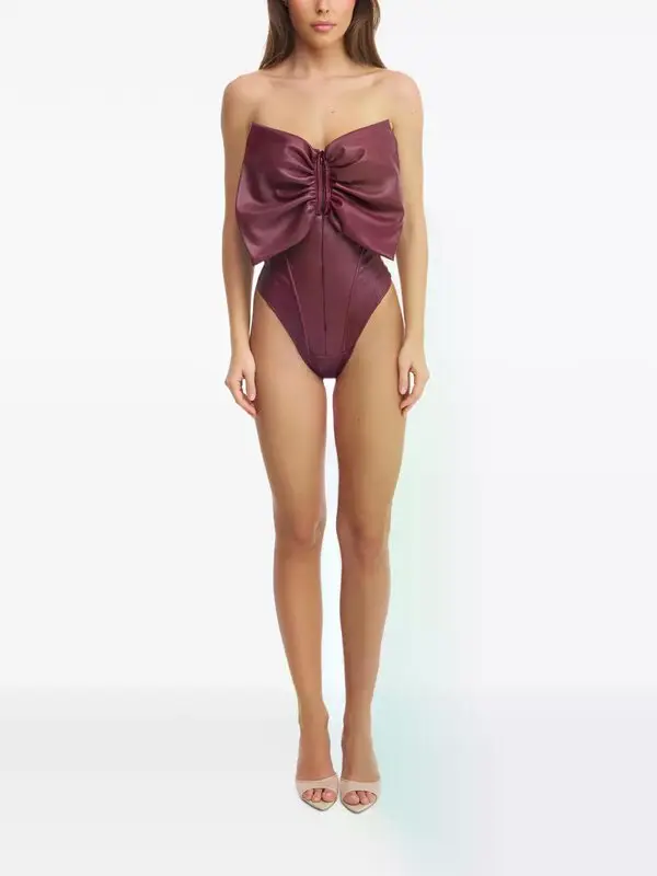 LIKA Bow-detail Corset Bodysuit - Red