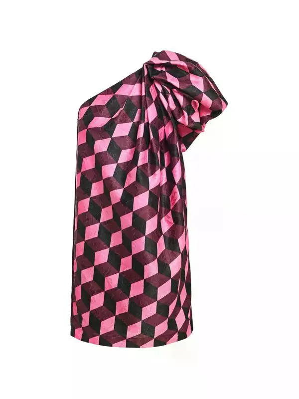 Essentiel Antwerp Karpenter Geometric-print One-shoulder Mini Dress