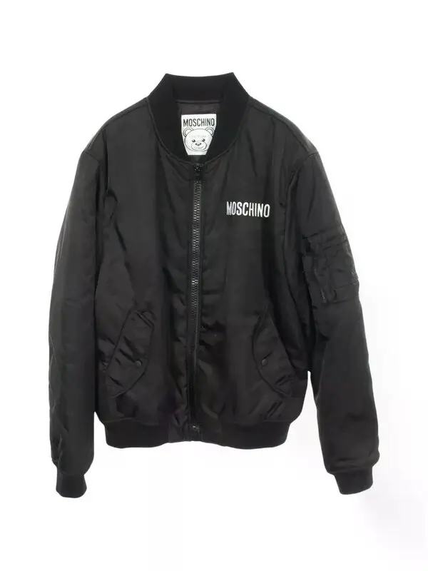 Moschino 2010s Teddy Bear Embroidered Bomber Jacket