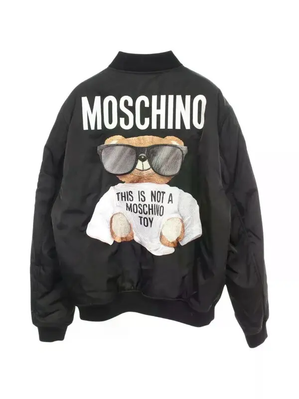 Moschino 2010s Teddy Bear Embroidered Bomber Jacket