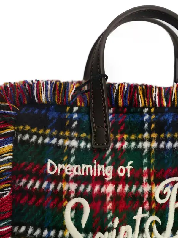 MC2 SAINT BARTH Vanity Mini Tartan Fringed Tote Bag