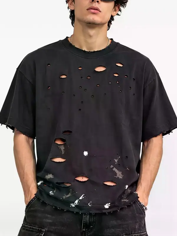 WARMAN Distressed Paint-splatter T-shirt