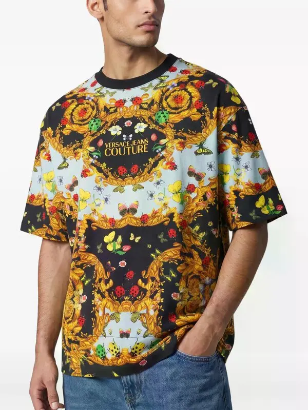 Versace Baroque-print Logo-print T-shirt