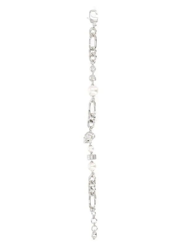 Alexander McQueen Bracciale A Catena Con Perle E Teschi - Silver