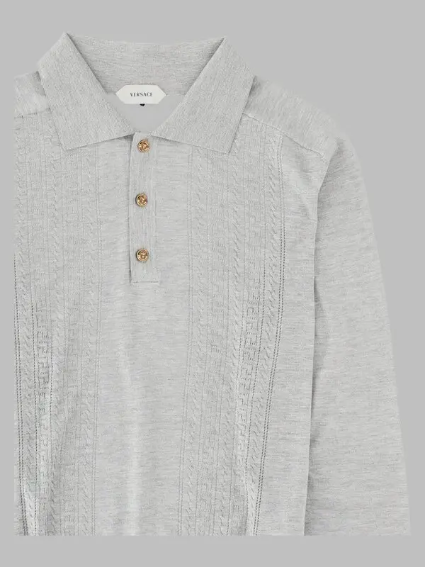 Versace Polo In Maglia Di Seta E Cotone