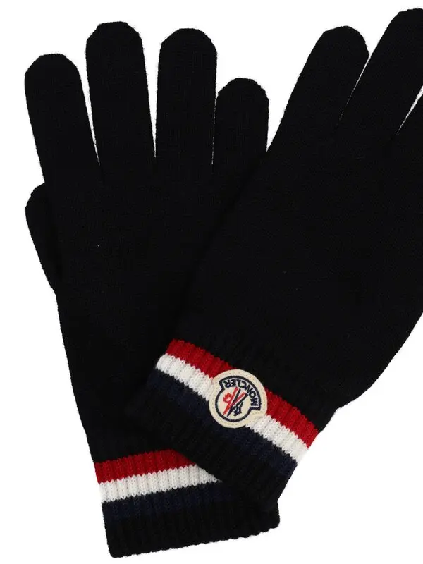 Moncler Guanti In Lana Con Logo