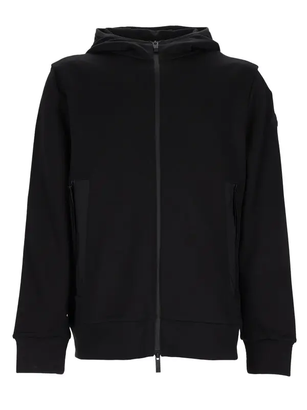 Moncler Felpa In Cotone Con Zip E Cappuccio