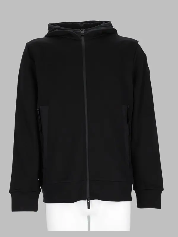 Moncler Felpa In Cotone Con Zip E Cappuccio