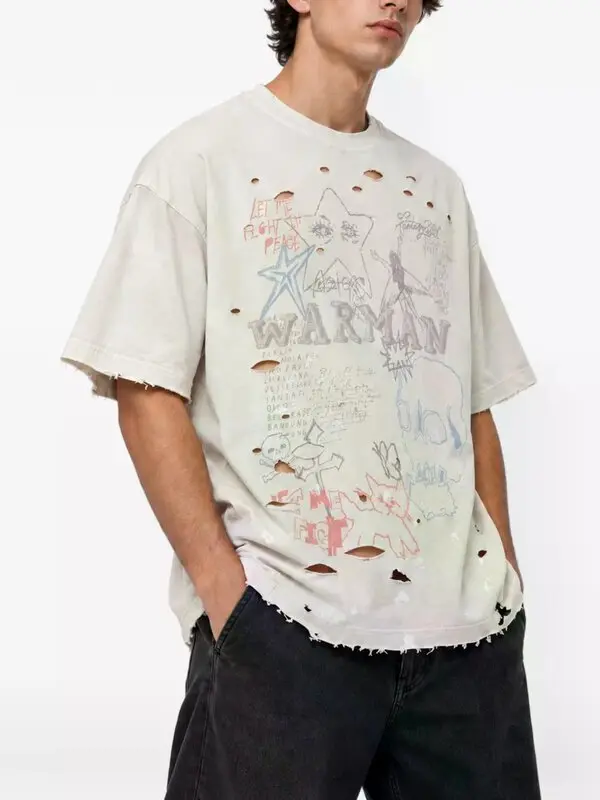 WARMAN Distressed Graphic-print T-shirt