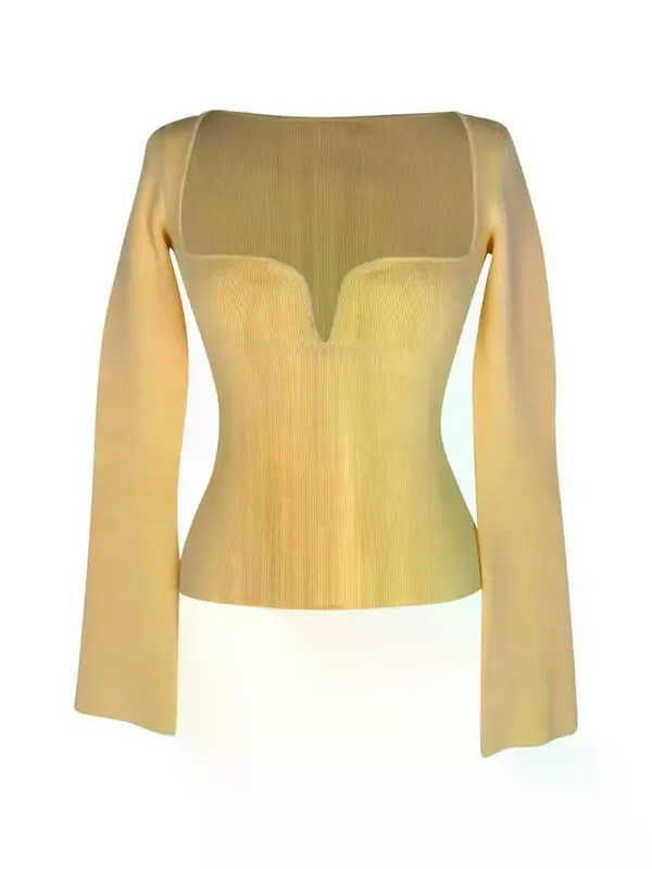 Galvan Sweetheart Neckline Long-sleeve Crop Top - Neutrals