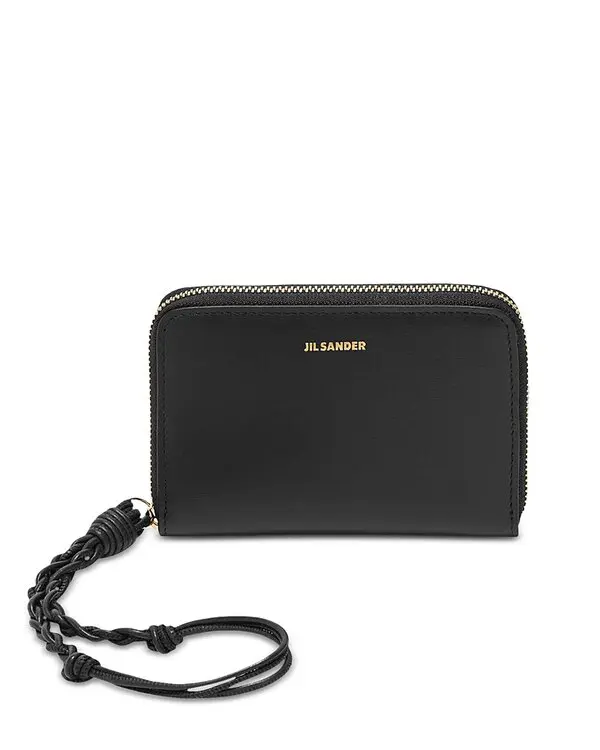 JIL SANDER Tangle Leather Wristlet Wallet - Black