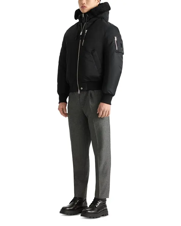 Mackage Shearling Trim Hooded Down Bomber Jacket