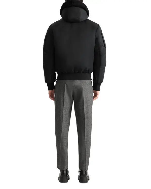 Mackage Shearling Trim Hooded Down Bomber Jacket