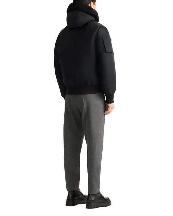 Mackage Shearling Trim Hooded Down Bomber Jacket