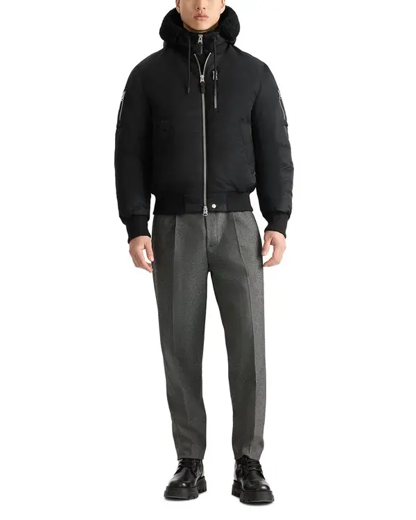 Mackage Shearling Trim Hooded Down Bomber Jacket