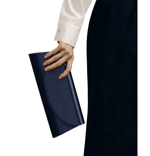 HUNTING SEASON The Opera Satin Clutch - Navy