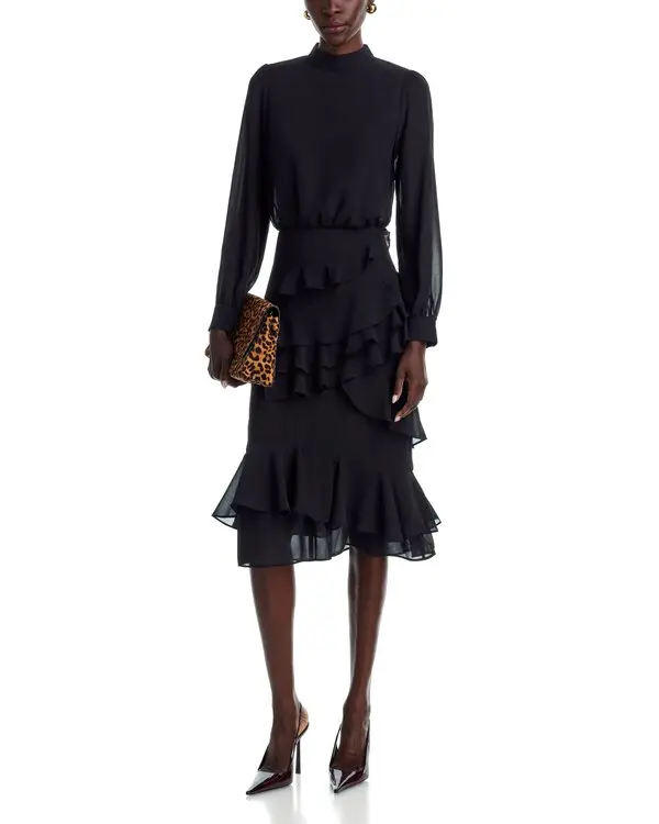 AREA STARS Evelyn Mock Neck Midi Dress