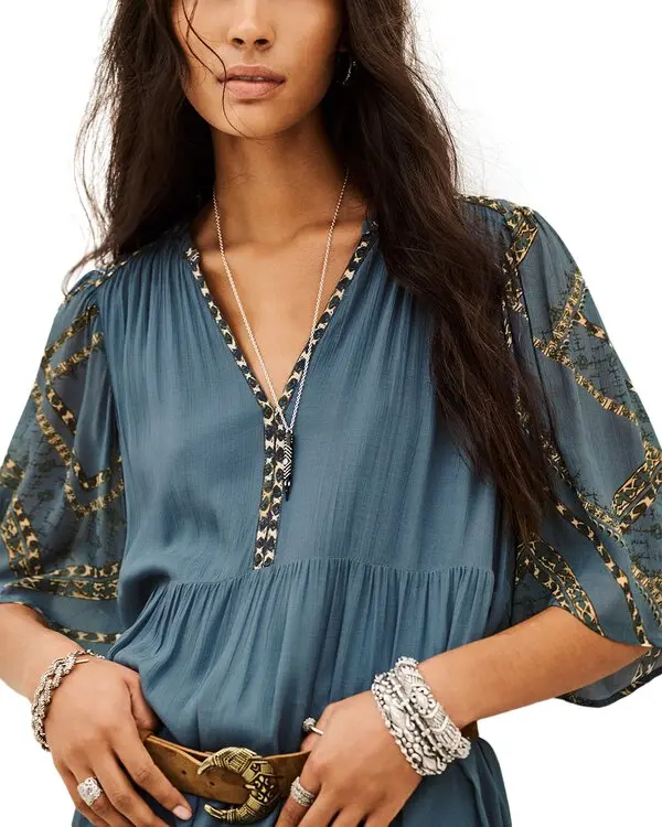 Ba&sh Pacifica Elbow Sleeve Midi Dress