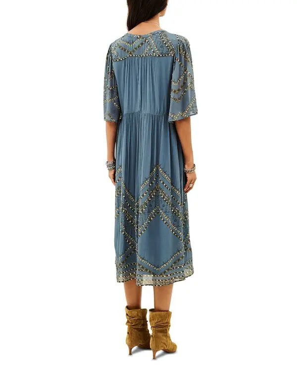 Ba&sh Pacifica Elbow Sleeve Midi Dress