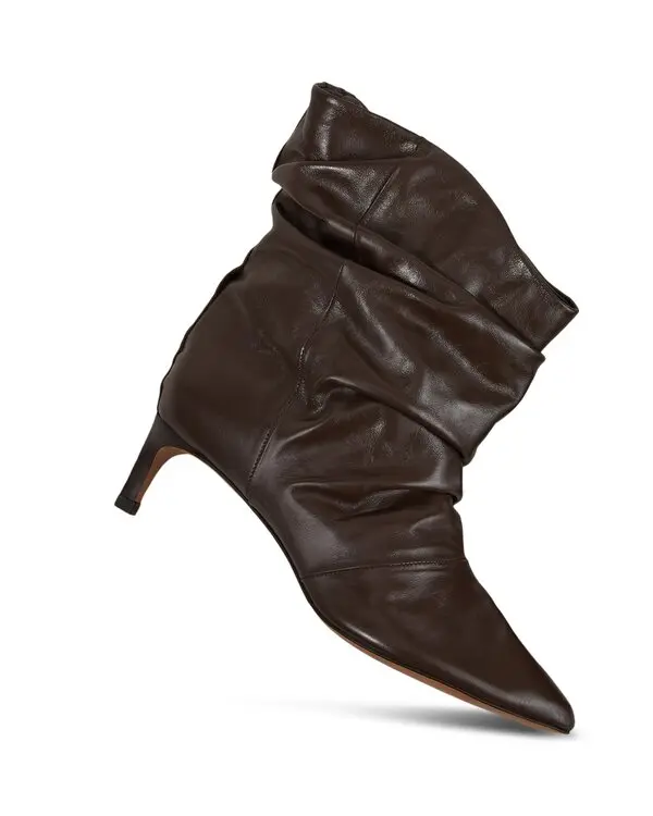 Ba&sh Lowcovilla Ruched Leather Ankle Boots
