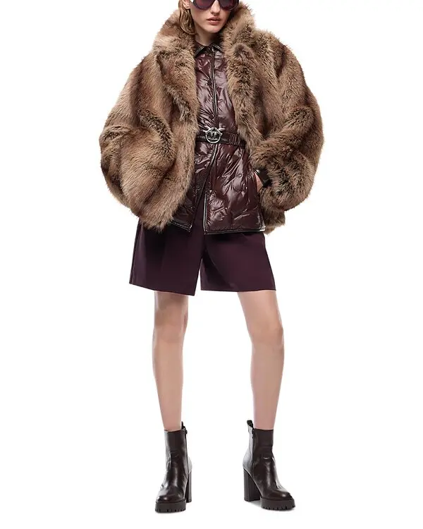 Pinko Caladenia Faux Fur Caban Coat