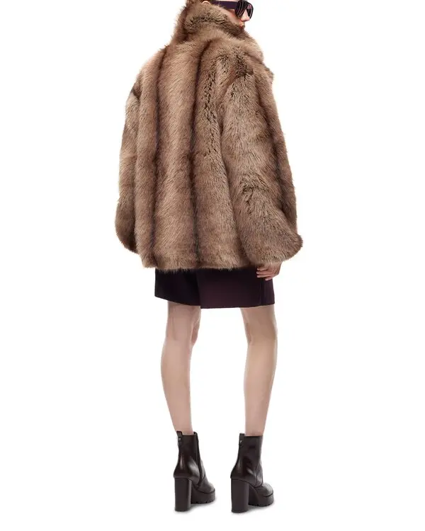 Pinko Caladenia Faux Fur Caban Coat