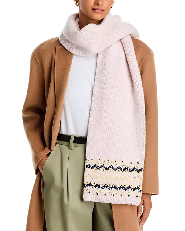 Rag & Bone Fallon Studded Fair Isle Scarf - Pink