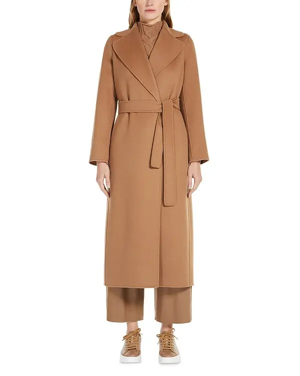 Max Mara Poldo Wool Belted Wrap Coat - Camel