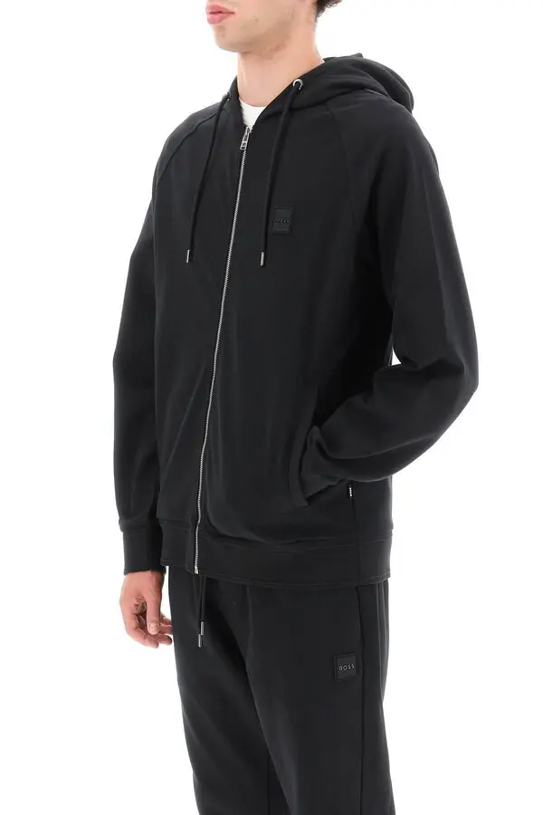 Hugo Boss Logo-patch Zipped Drawstring Hoodie