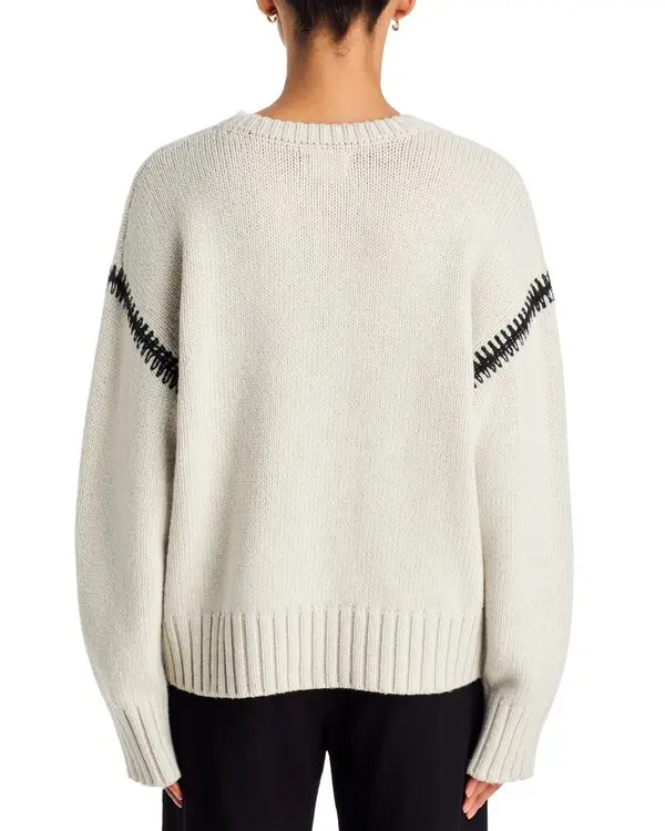 A.REN A. Ren Hadley Long Sleeve Whipstitched Crewneck Sweater