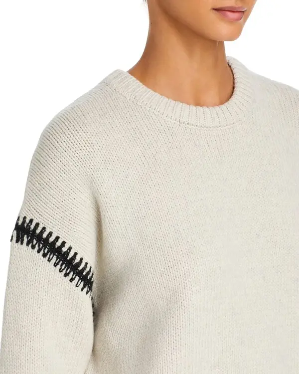 A.REN A. Ren Hadley Long Sleeve Whipstitched Crewneck Sweater