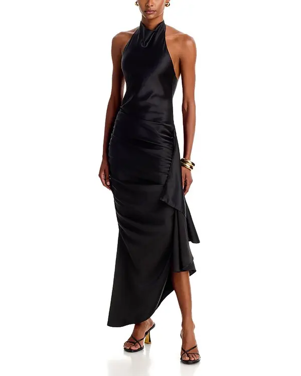 Paris Georgia Mase Silk Ruched Halter Dress