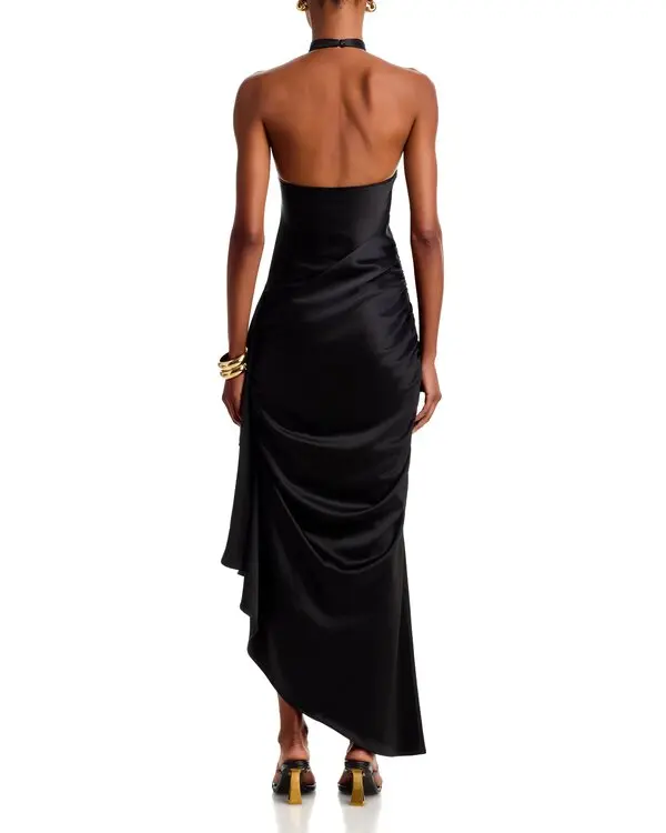 Paris Georgia Mase Silk Ruched Halter Dress