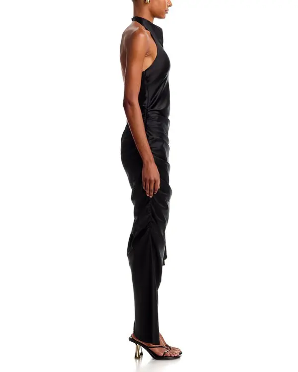 Paris Georgia Mase Silk Ruched Halter Dress
