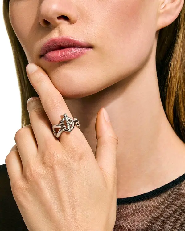 John Hardy Sterling Surf Diamond Sculptural Ring, 0.17 Tcw