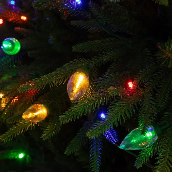 NEARLY NATURAL 8' Pre Lit Artificial Luxembourg Pine Christmas Tree With Mixed Lights