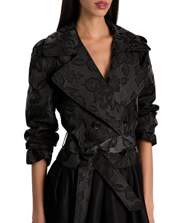 Alice + Olivia Nevada Mixed Media Trench Dress