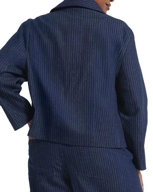 ESTELLE Winslow Cotton Pinstriped Jacket - Deep Blue
