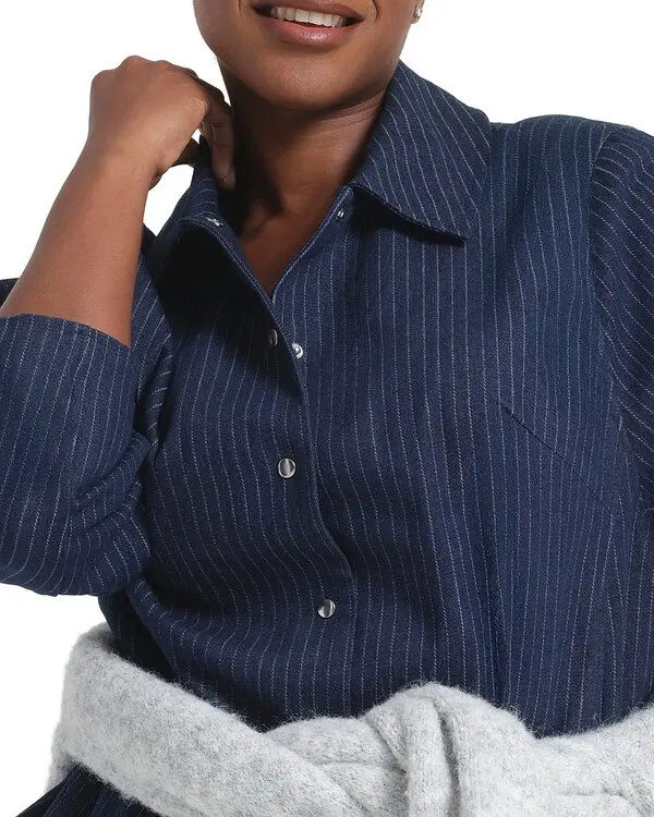ESTELLE Winslow Cotton Pinstriped Jacket - Deep Blue
