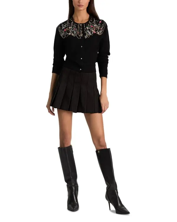 Alice + Olivia Dollie Wool Blend Embellished Cardigan