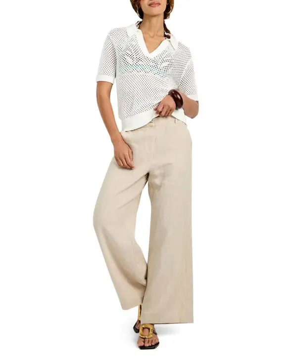 Trina Turk Short Sleeve Jadelyn Mesh Polo - Whitewash