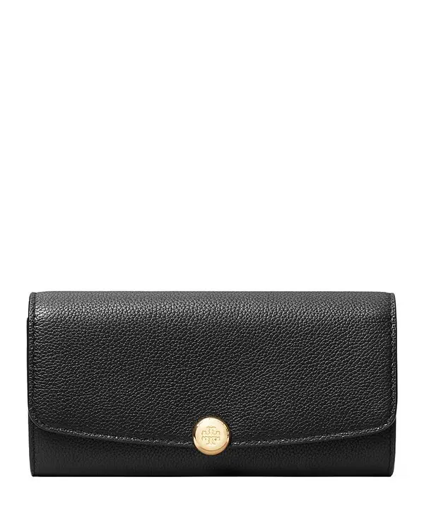 Tory Burch Romy Flap Leather Wallet - Black