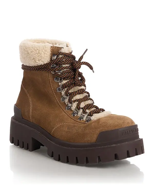 Balenciaga Suede & Shearling Winter Boots - Cement